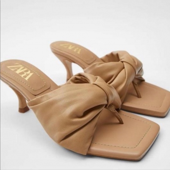 Zara | Shoes | Zara Blogger Favorite Padded Genuine Leather Square Toe ...